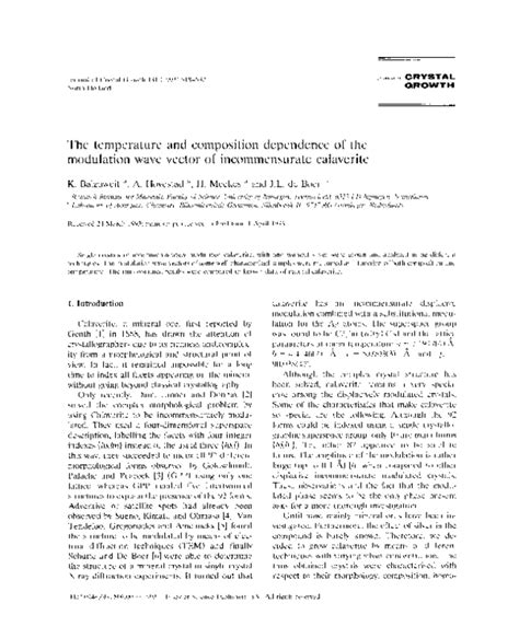 Pdf The Temperature And Composition Dependence Of The Modulation Wave