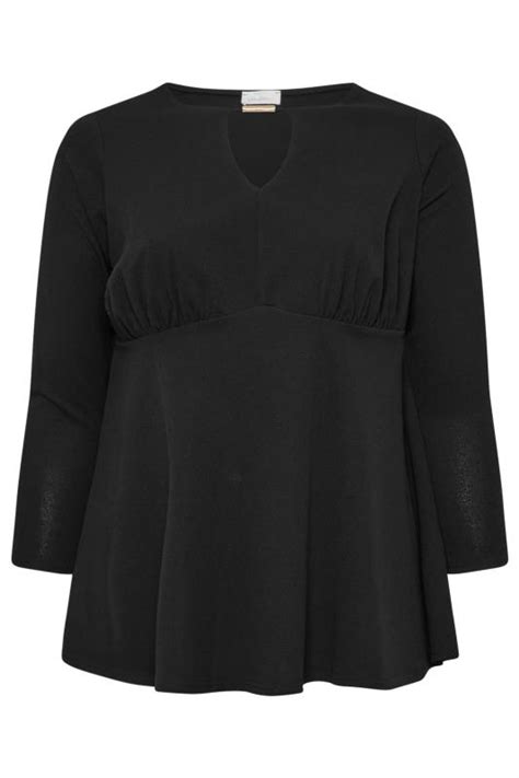 Yours London Plus Size Black Keyhole Peplum Top Yours Clothing