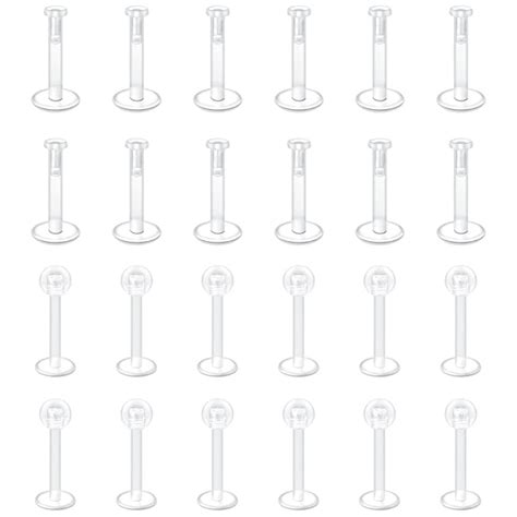 Bioflex 바이오 플렉스 플라스틱 립 링 Labret 리테이너 바 길이 16g 클리어 포워드 헬릭스 Tragus 귀걸이