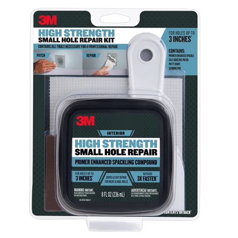3m High Strength Small Hole Repair Kit Inlcudes Spackling Compound
