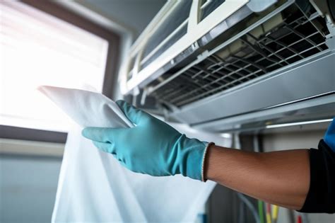 Premium Photo Male Technician Cleaning Air Conditioner Indoors Air