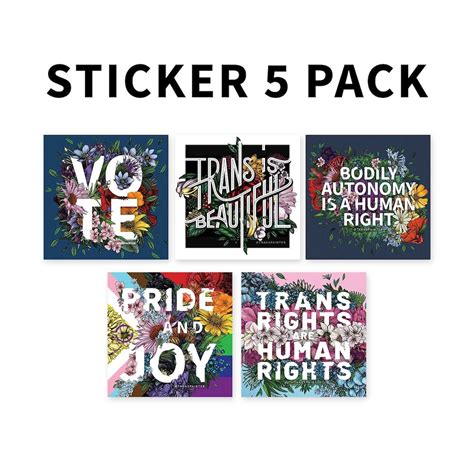 Lgbtq Stickers Queer Designs 5 Pack Stickers Floral Lgbtq Decal Lgbtq