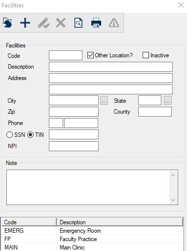 Facility Codes