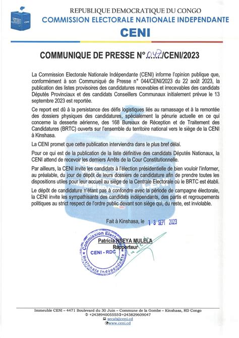 RDC les dernières heures avant la publication de la liste provisoire des candidats députés