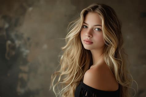 Stunning Young Woman With Long Blonde Hair Posing Premium Ai