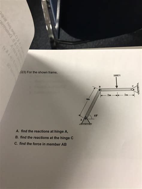 Solved For The Shown Frame A Find The Reactions At Hinge Chegg