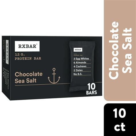 Rxbar Chocolate Sea Salt Chewy Protein Bars Gluten Free 22 Oz 10