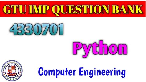 Python 4330701o Gtu Imp Question Bank Computer Sem 3 Youtube