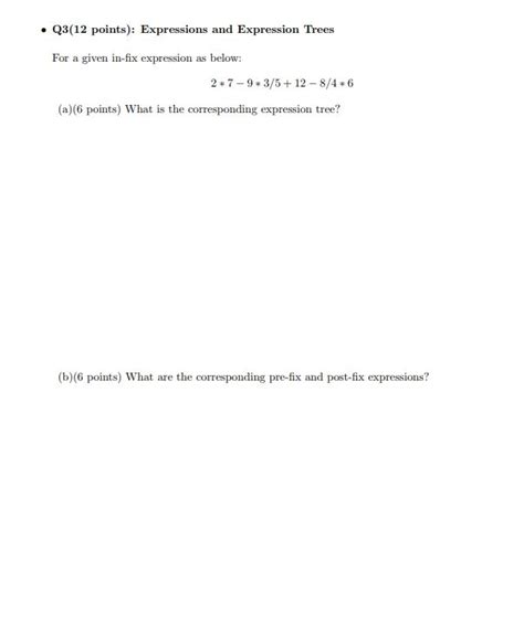 solved ·q3 12 points expressions and expression trees for