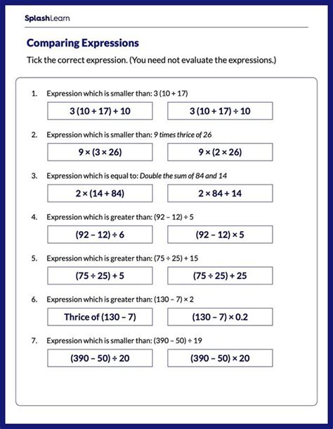 Evaluate Expressions Involving Parentheses Math Worksheets SplashLearn