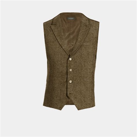 Brown Donegal Tweed Peak Lapel Suit Vest