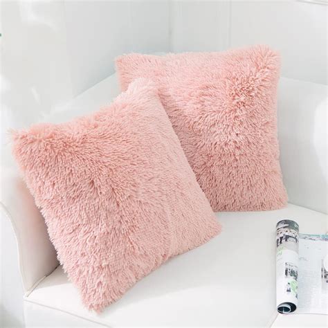 2pcs Soft Faux Fur Fluffy Pillows Covers Cute Kawaii