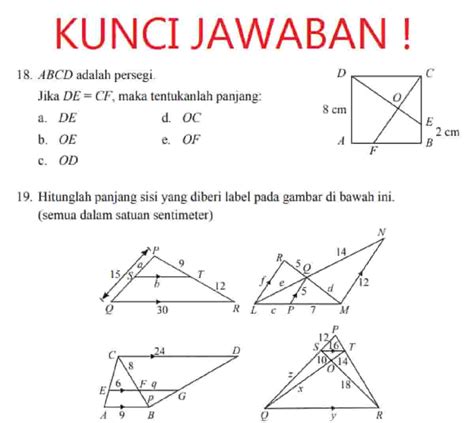 Jika De Cf Maka Tentukanlah Panjang De Oe Od Oc Of