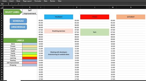 WEEKLY SCHEDULE EXCEL Template Weekly Digital Planner Weekly To Do List Work Day Organizer