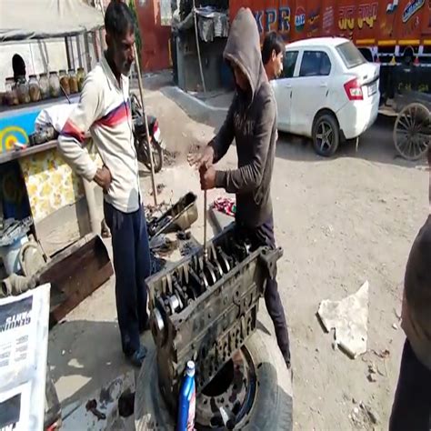 The Process Of Assembling Diesel Engine After Repair Of Indian Truck