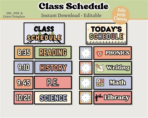 Classroom Schedule Display Printable And Editable Schoolroom Schedule