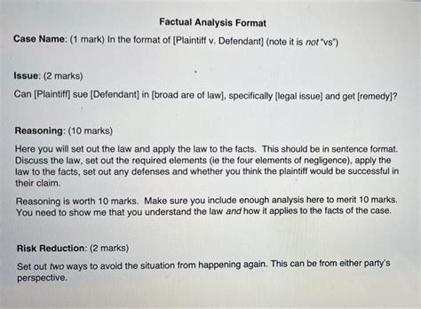 Solved Factual Analysis Format Case Name 1 Mark In The