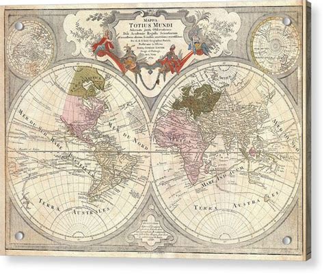 Old 1775 Map Of The World Acrylic Print Dusty Maps Store