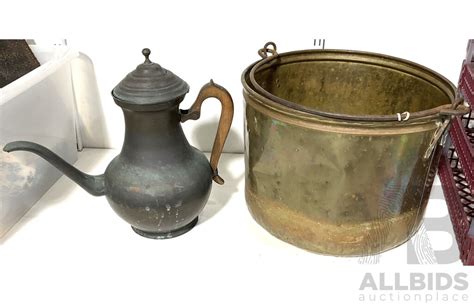 Large Brass Bucket With Handle Lot 1516235 Allbids