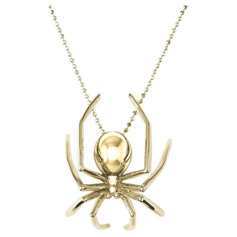 Solid 14k Gold Spider Pendant Necklace Jherwitt Jewelry For Sale At 1stdibs