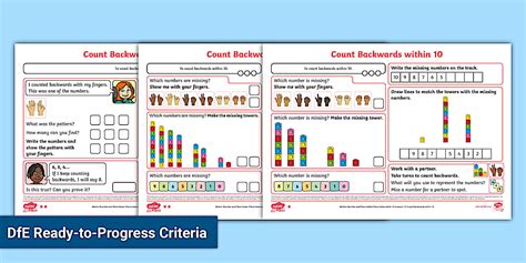 👉 Number And Place Value Count Backwards Within Ten Differentiated Worksheets