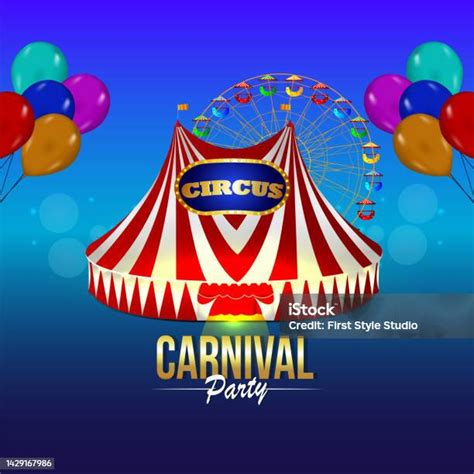 Circus Carnival Party Background With Circus Tent House向量圖形及更多事件圖片 Istock