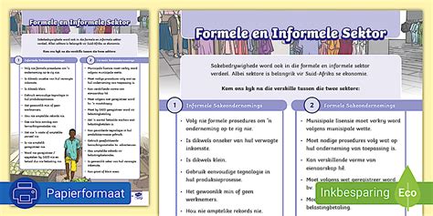 Formele En Informele Sektor Soek Die Verskil Twinkl