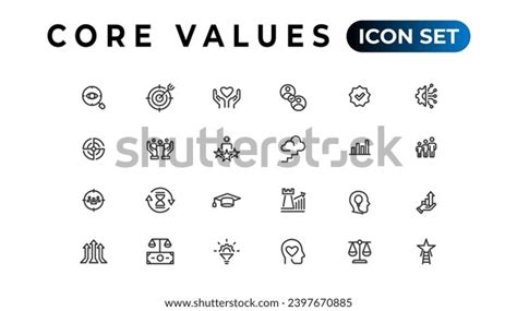 Core Value Icon Banner Collection Containing Stock Vector Royalty Free