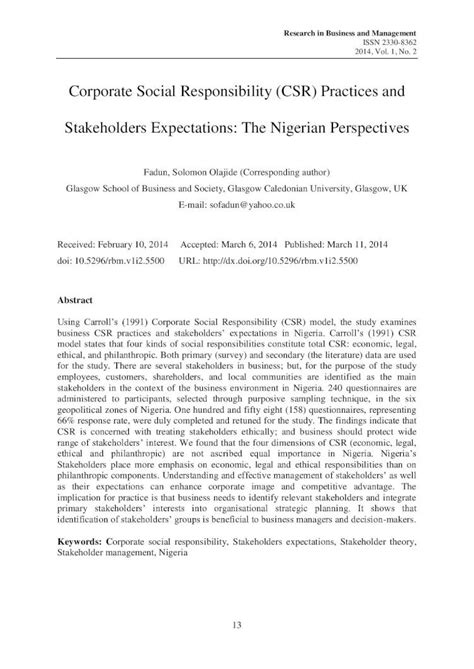 PDF Corporate Social Responsibility CSR Practices And Fadun Publications CSR Practices