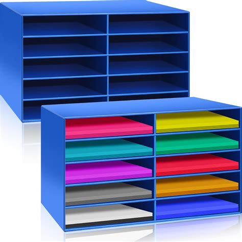 Fuutreo 2 Pieces Classroom Paper Storage Organizer 10 Slots
