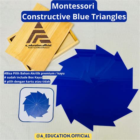 Jual Montessori Constructive Blue Triangles Premium Akrilik Acrylic Montessori Constructive Blue