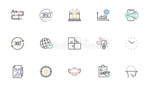 Journey Path Augmented Reality And Full Rotation Line Icons For