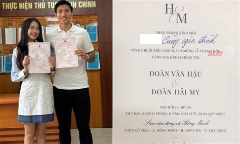 Lộ thiệp cưới của Đoàn Văn Hậu và Doãn Hải My tại quê nhà Thái Bình