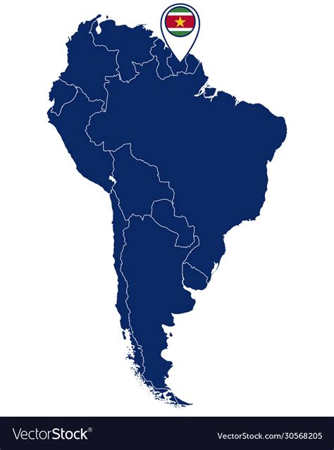 Flag Suriname In Location Pin And Map South Vector Image