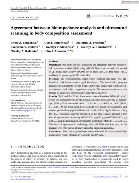 Pdf Agreement Between Bioimpedance Analysis And Ultrasound Scanning