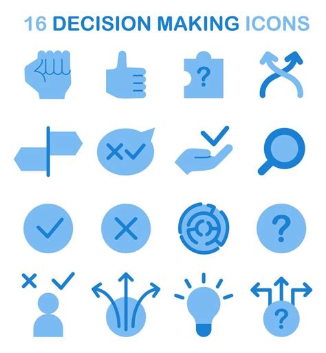 Decision Making Icons Set Strategic Thinking Brainstorming And