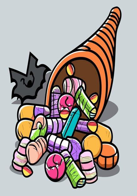Premium Vector Halloween Candy Cornucopia 2d Vector Design
