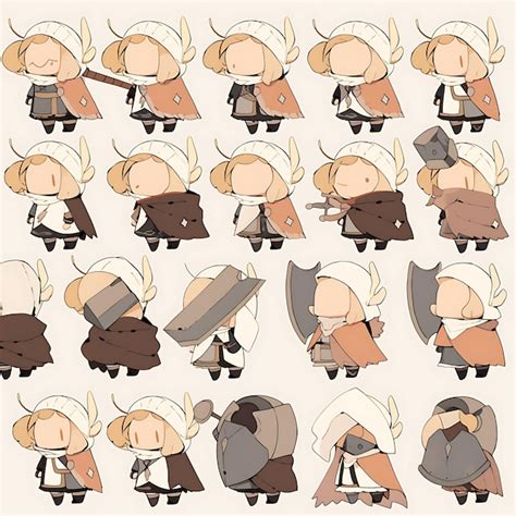 Premium Photo Colorful Male Chibi Kawaii Viking Rustic Browns Horned Helmet Turrnar Cute