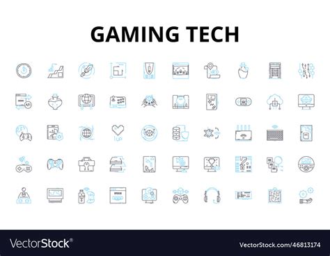 Gaming Tech Linear Icons Set Controller Console Vector Image