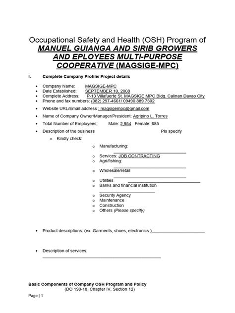 Osh Program Pdf