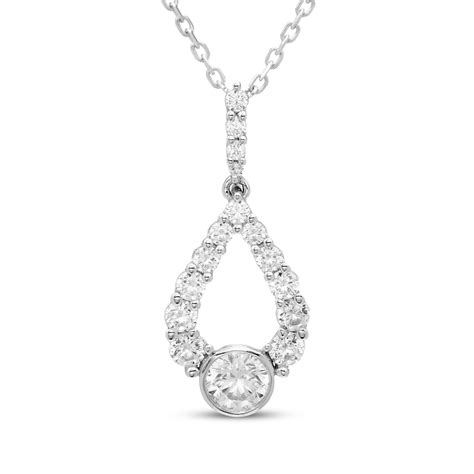 Diamond Teardrop Necklace 18ct White Gold Diamond Teardrop Necklace
