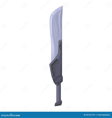 Fantasy Sword Standing Upright With Metal Hilt And Blade Cartoon Vector