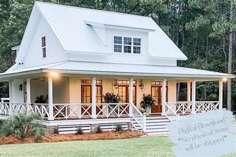 Cottage House Plan Building Plan Cotton Blue Cottage Variation 1 Etsy
