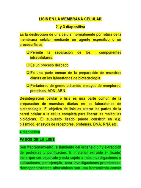 Lisis En La Membrana Celular Biología Celular Lisis