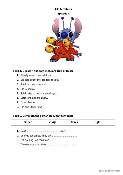 Lilo And Stitch 2 Video Or Movi English Esl Worksheets Pdf And Doc