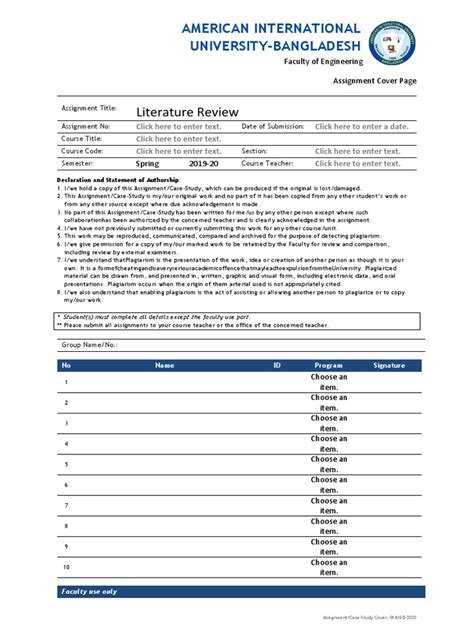 Aiubassignmentcoversheet Pdf Plagiarism Computing