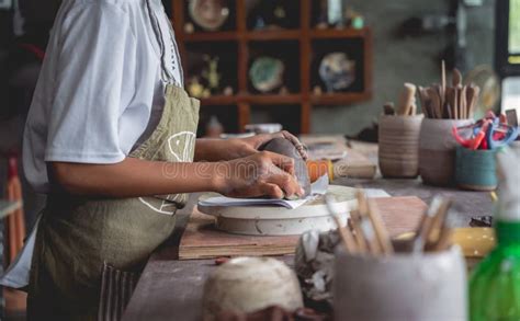 The Master Class In Big Workshop On Making Clay Products Stock Image