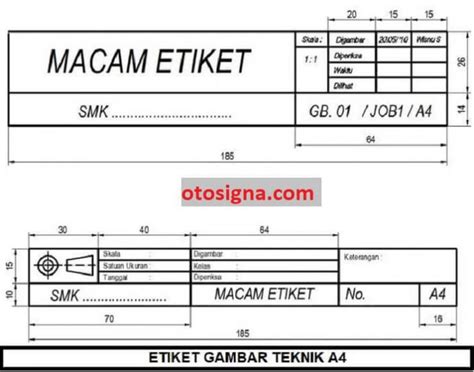 Ukuran Etiket Gambar Teknik A4 52 Koleksi Gambar
