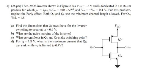Solved 3 28 Pts The Cmos Inverter Shown In Figure 2 Has