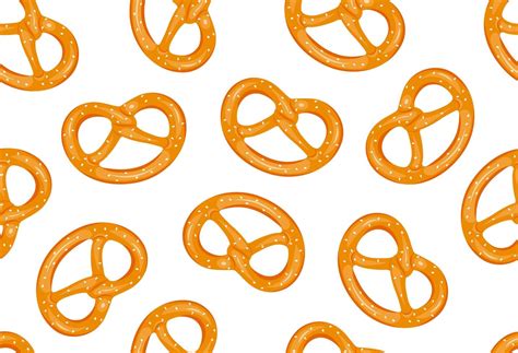 Pretzel Seamless Pattern On White Background Vector Illustration